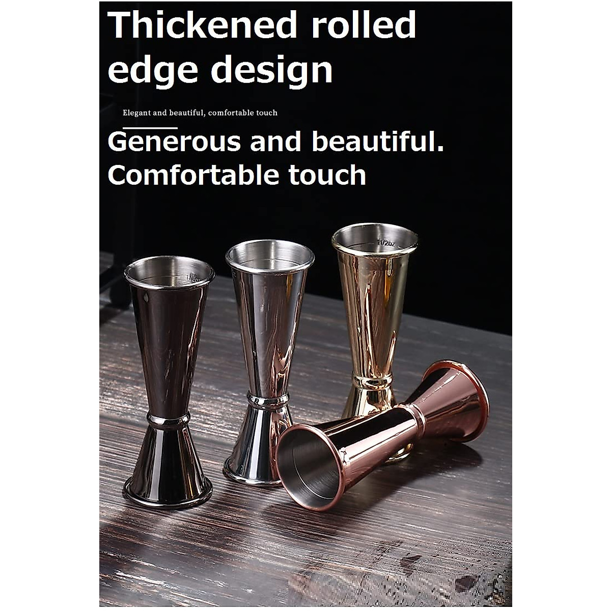 jigger 2oz 1oz,Cocktail Jigger measuring cup,with Measurements Inside Alcohol Measuring Tools shot measure jigger shot Japanese Style Sim Double Jigger for Bartending bartender tools (Gold)