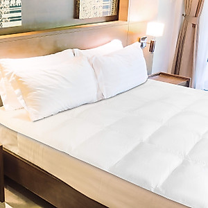 SUPER DEAL Plush Soft 2 Inch Cool & Fresh Fiberbed Queen Mattress Cover Mattress Pad Mattress Topper Overfilled Down Alternative Fiber Pillow Top Featherbed