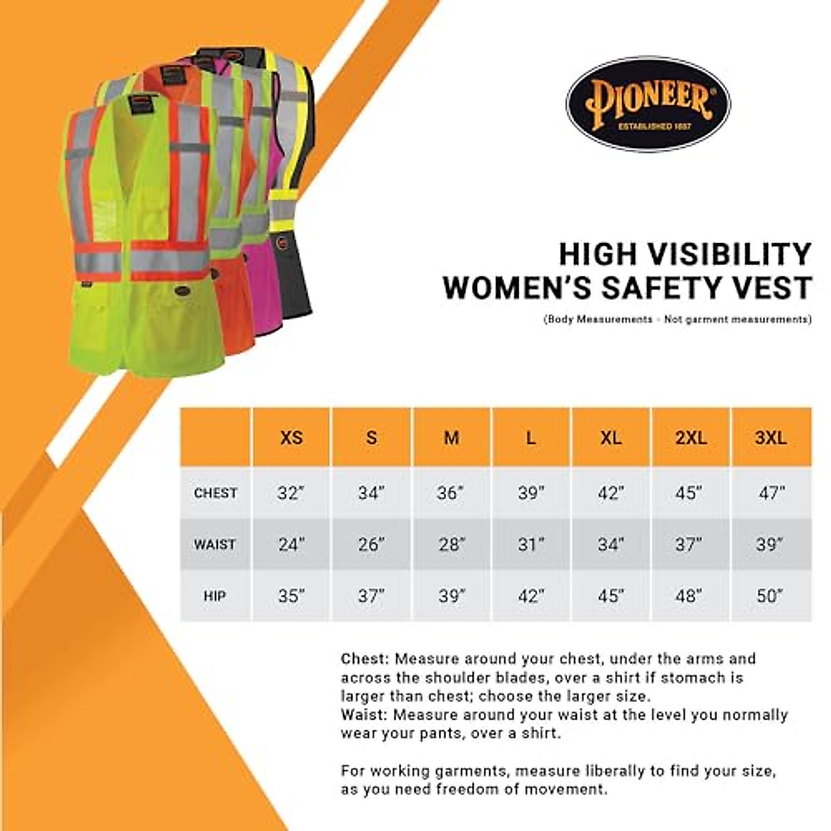 Pioneer Safety Vest for Women with Pockets - Hi-Vis Reflective Tape - for Construction - Yellow/Green