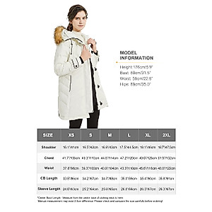 Orolay Women's Hooded Slim Puffer Jacket Quilted Mid Length Winter Down CoatWhite L