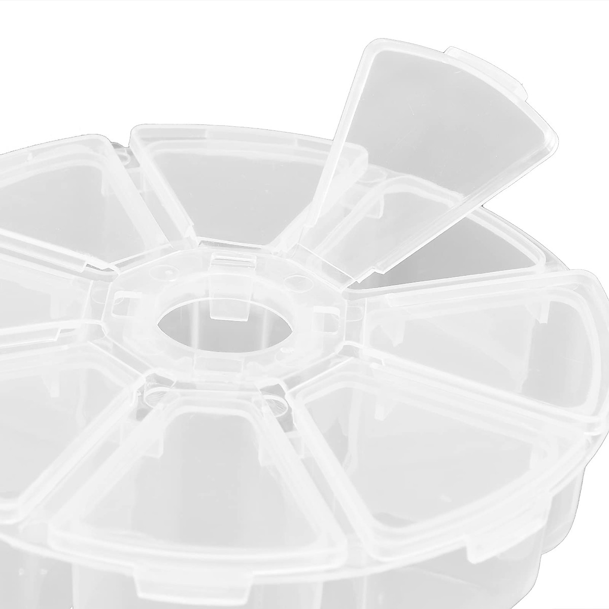 Agatige 8 Grids Storage Jewelry Box, Plastic Material Round Storage Containers Craft Storage for Hand‑Made Loose Beads