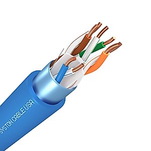 Cat6(e) Shielded Ethernet Cable 23AWG Solid Bare Copper Bulk Raw 600MHz Outdoor/Indoor Heat Resistant Riser Rated CMR, Black No Ends 1 Ft to 1000 Ft Available (1000 FT, Bulk, Blue)