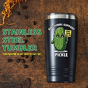 Onebttl Pickle Gifts, Emotional Support Pickle, 20 oz Travel Tumbler with Lid and Straw, Best Gifts for Women/Men on Christmas/Birthday, Gift Box Included