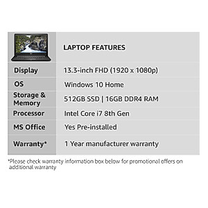 Dell Inspiron 13 7373 13.3-Inch 256GB SSD Core i7 2-in-1 Touch-Screen Laptop (16GB RAM, Intel Core i7-8550U, Windows 10 Home) I7373-7227GRY - Era Gray (Renewed)