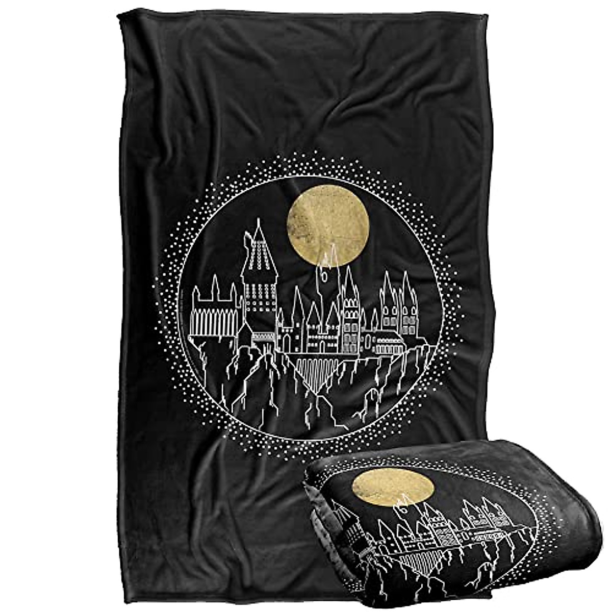 Harry Potter Blanket, 36"x58", Hogwarts Full Moon Line Art, Silky Touch Super Soft Throw Blanket