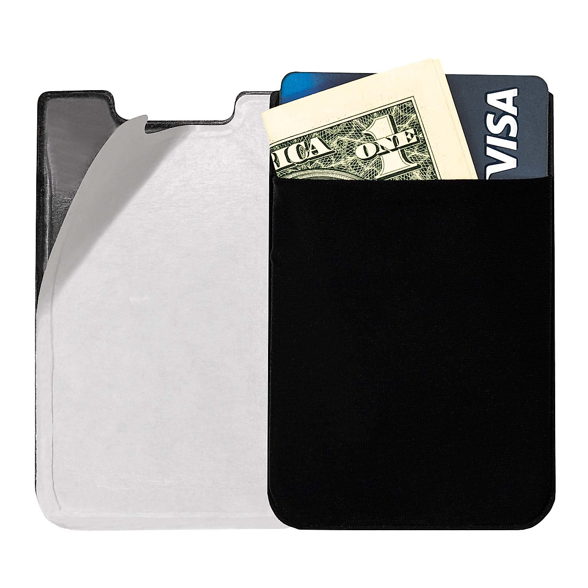 Elastic Phone Card Holder Pocket, Stick-On Wallet, Adhesive Credit Card Pouch, Compatible With iPhone And Samsung Galaxy – Navy Blue