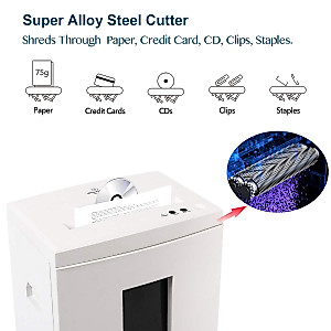 WOLVERINE 18-Sheet 60 Mins Running Time Cross Cut High Security Level P-4 Heavy Duty Paper/CD/Card Ultra Quiet Shredder for Home Office with 6 Gallons Pullout Waste Bin SD9113 (White ETL)