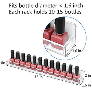 NIUBEE 6 Pack Nail Polish Rack Wall Mounted Shelf with Removable Anti-slip End Inserts, Clear Acrylic Nail Polish Organizer Display 90 Bottles