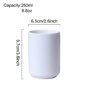 RabyLeo Japanese Simple Black and White Style handleless Ceramic Mug Hotel Teacup Toothbrush Cup Washing Mouth Cup. (White)