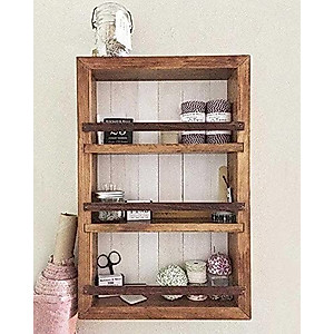 Mansfield Cabinet No. 101 - Solid Wood Spice Rack Cabinet Walnut/Tuscan Red