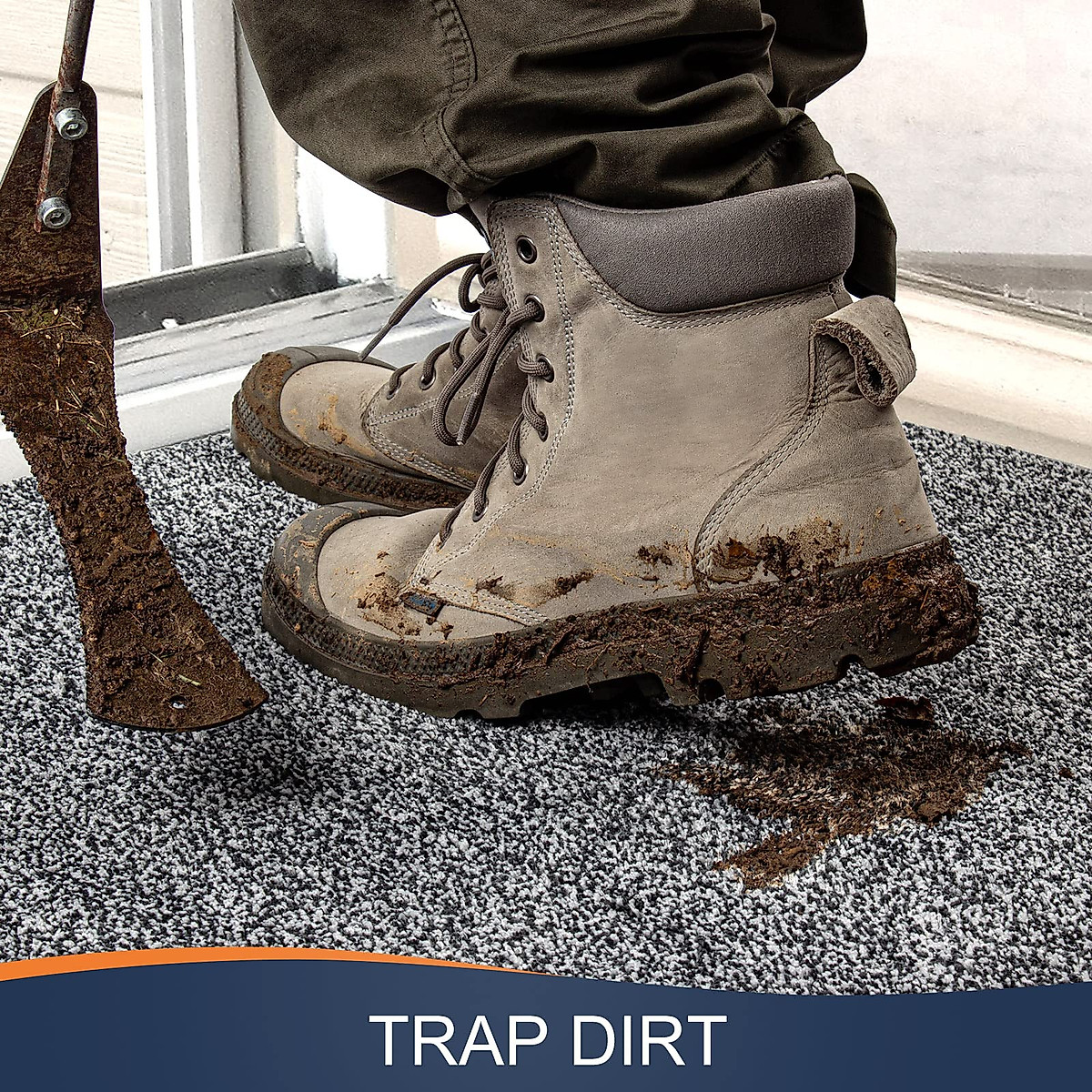 Walensee Indoor Doormat, Front Door Mat for Entrance (20"x32" Grey) Machine Washable Entryway Rug Non Slip Dirt Trapper Door Rugs Absorbent Low Profile Shoes Scraper Inside Floor Mats for Entry