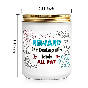 Gag Gifts for Colleagues Coworkers, Lavender Scented Candle Gifts for Roommates, Funny Birthday Gifts, Friendship Gifts for Women Her Mom Friend Sister BFF, Reward for Dealing with Idiots All Day