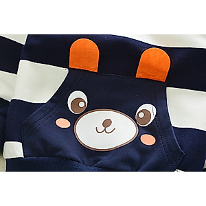 Kids Clothes Set for 2-5 Years Old,Kids Toddler Baby Girl Boy Autumn Winter Warm Striped Bear Tops+Pants Outfits (2-3 Years Old, Navy)