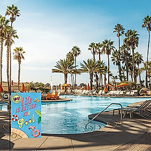 Iutumo Life is Better at a Pool Garden Flag 12x18 Inch Double Sided Small Summer Pool Beach Swimming Decoration for Yard Outside and Party