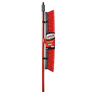 Libman Commercial 805 Multi-Surface Push Broom, 64" Length, 24" Width, Black/Red (Pack of 4)
