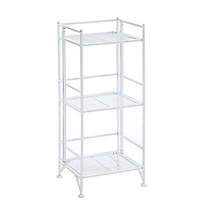 Pemberly Row Three-Tier Folding Shelf in White Metal Finish