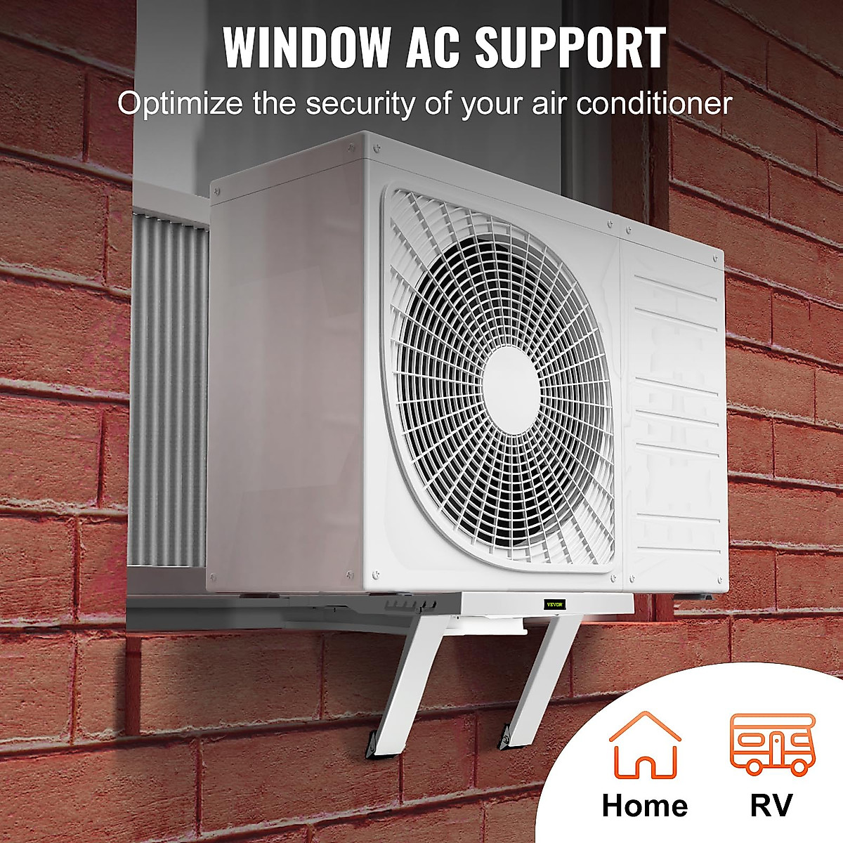 VEVOR Air Conditioner Support Bracket, No Drilling Easy Installation, Heavy Duty Steel Construction Max. 220 lbs Load Capacity, Fits Single or Double Hung Windows, Home and RV, White