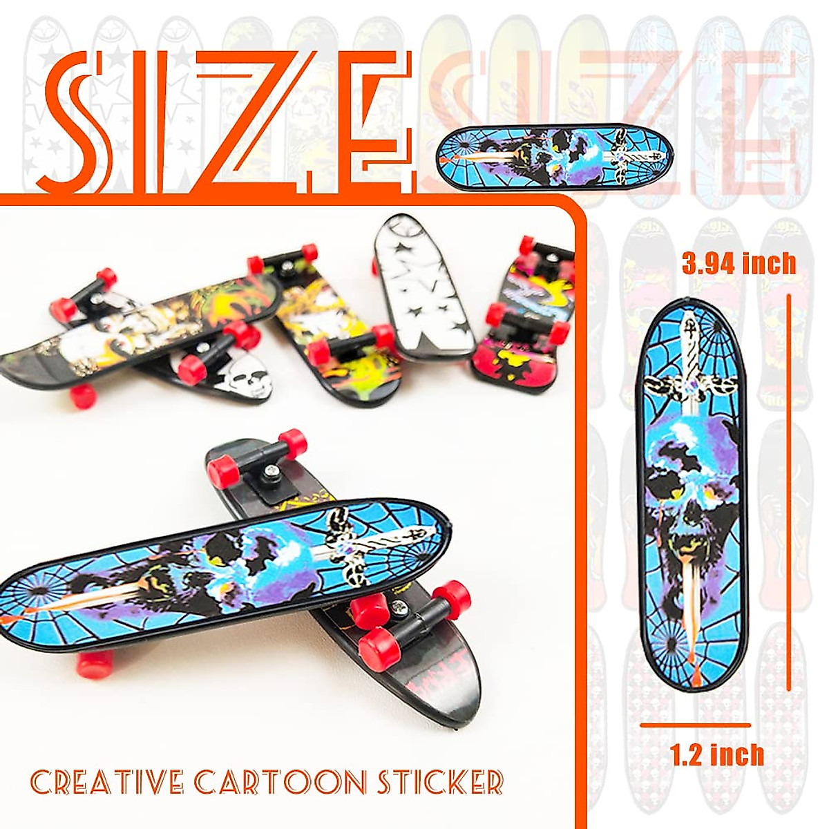 38 Pieces Finger Skateboards Toy Skateboard Fingerboards Mini Skateboards for Fingers Creative Fingertips Movement Party Favors Novelty Toys Decorations Supplies for Teens and Adults, Random Style