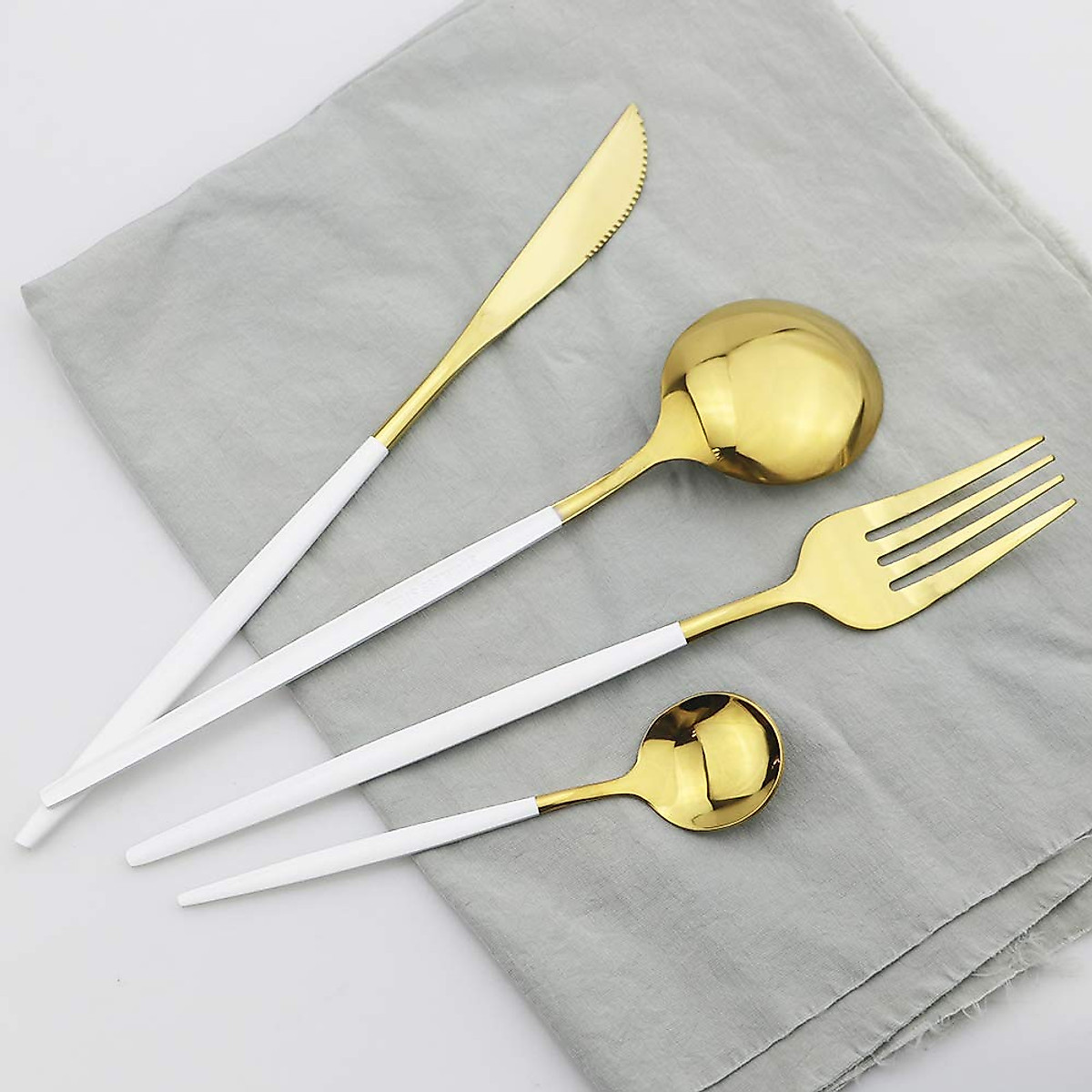 Gugrida Silverware Set, 30-Piece 304 Stainless Steel Flatware Set Pink Gold Cutlery Set Service For 6, Mirror Finish, Dishwasher Safe, Nice Gift Box