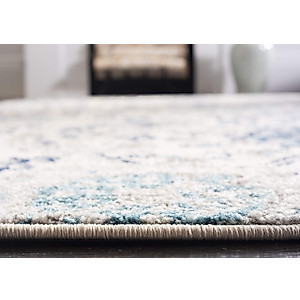 SAFAVIEH Madison Collection Area Rug - 6'7" x 9'2", Cream & Light Grey, Boho Chic Glam Paisley Design, Non-Shedding & Easy Care, Ideal for High Traffic Areas in Living Room, Bedroom (MAD600C)