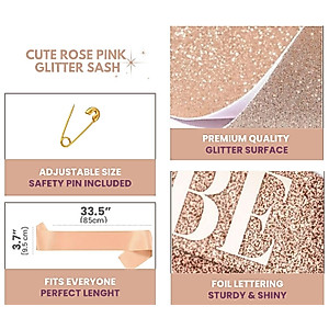 MAGICSHOP4U Mom to be sash - Mom To Be Rose Satin Sash - Baby Shower Decorations, Gender Reveal, Welcome Baby, Baby Sprinkle, Baby Shower Sash, Mummy to be - Light Pink Baby Shower