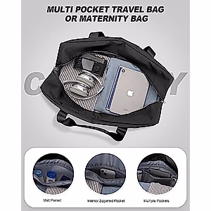 For Spirit Airlines Personal Item Bag 18x14x8 Travel Duffel Bags Tote Carry on Luggage Underseat Luggage Large Foldable Weekender Overnight Bag for Women Men with Trolley Sleeve Black
