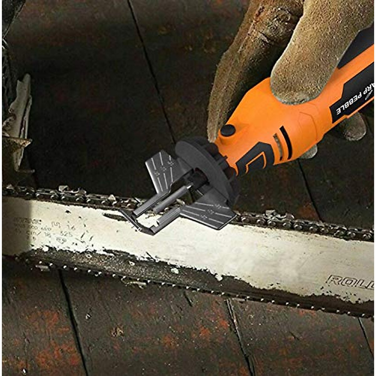 Sharp Pebble Electric Chainsaw Sharpener Kit - Comes with Chain Saw Sharpener Tool, 4 File Size Diamond Sharpening Wheels, Angle Attachment, Wrench & eBook.