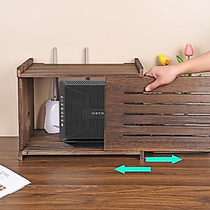 BEARUT Router Shelf Projector Shelf Projector Stand Router Storage Box Modem Cable Router Cover Organized Power Strip Cable Management Hider Rack by Solid Wood Need Assembly SS