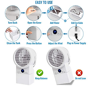 Kentaly Portable Air Conditioner Fan, 4 in 1 Personal Air Conditioner Cooler with Timing, 3 Speeds Mini Air Conditioner Portable, Quiet Desk Air Conditioner Fan Portable AC Unit with 7 Colors Light