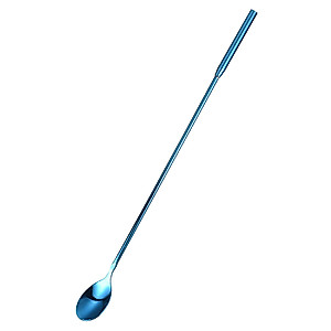 uxcell Long Handle Mixing Stirring Spoon, Stainless Steel Bartender Mixing Spoon Cocktail Stirrers, Bar Spoon Stirring Spoon (Length: 300mm/11.81", Blue)