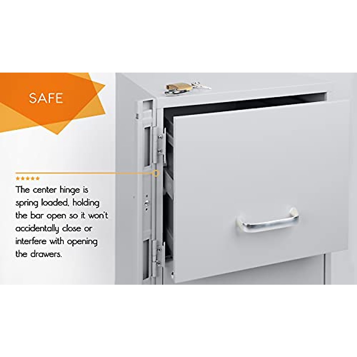 Guardianite File Cabinet Locking Bar. Fits 2 and 3 Drawer File Cabinets. includes Padlock and Cobalt Drill Bit. (Gray)