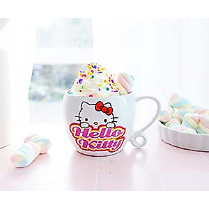 Sanrio Hello Kitty Hearts Ceramic Coffee Cup With Loop Handle | Mug For Tea, Espresso, Cocoa | Holds 16 Ounces