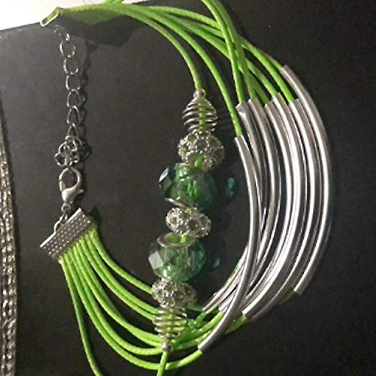 Honbay 50PCS Metal Long Tube Beads Silver Plated Curved Noodle Tube Spacer Beads for Jewelry Craft Making (3x50mm)