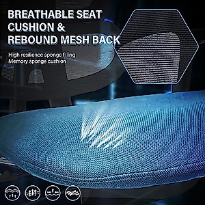 Ergonomic Mesh Office Chair with Retractable Footrest - High Back Computer Chair, Lumbar Support, 4D Adjustable Armrest and Headrest, Durable Base - Multifunctional Home Office Desk Chair for Adults