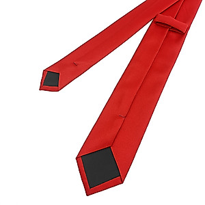 PenSee Men's Red Ties Solid Pure Color 2.35" (6CM) Plain Slim Necktie Skinny Ties For Men