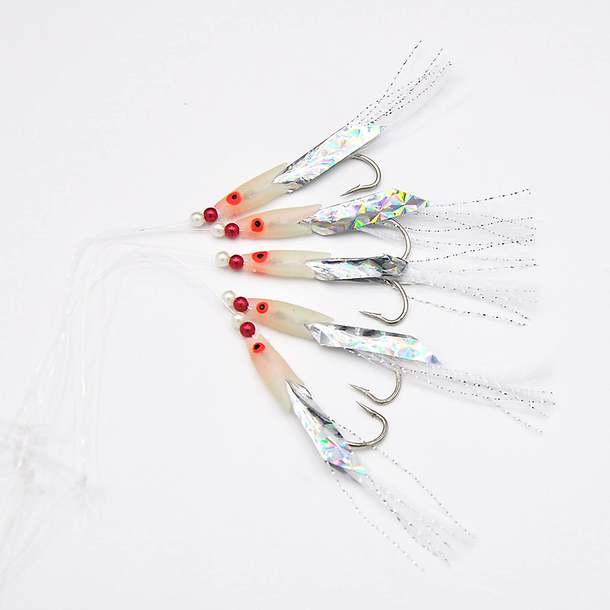 5 Pcs Feathers Bass Cod Fishing Lures Luminous Fishing Hook Boat Beach Pier Lure Fishing Rigs Sea Fishing Tackle sea Fishing Tackle kit