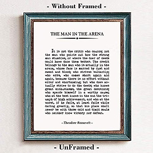 The Man in the Arena, Inspirational Quote Print, Book Page Sign, Graduation Gift, Home Decor, Office Wall Decor, Great Quote, 8 x 10 Inches Unframed