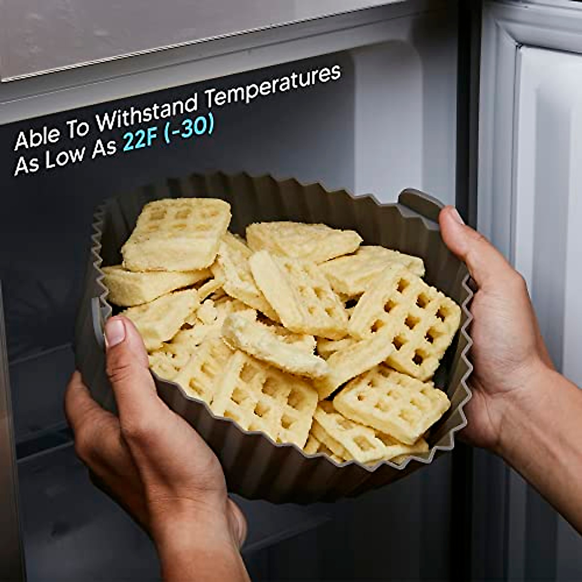 TITIX Silicone Air Fryer Liner (4-Piece Set) - Grey-Brown (XL - 9.5") - Dishwasher & Microwave Safe Silicone Bowl - Heat Resistant Reusable Oven & Air Fryer Liner