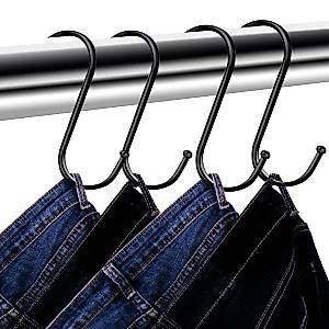 Lcsmaokin 30 Pack 4 Inch S Hooks for Hanging, Stainless Metal Steel Black S Shaped Hangers for Kitchen Utensils, Jeans, Plants, Pots, Pans, Cups, Towels - Black