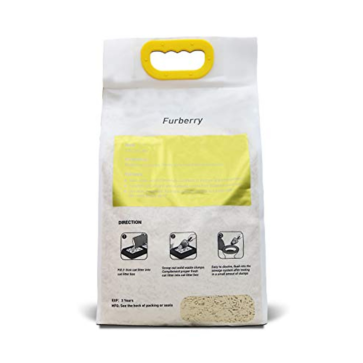 Furberry 2 Pack Natural Tofu Cat Litter Pellets Clumping Flushable Kitten Litter for Toilet Soy Cat Litter Unscented Zero Dust Low Tracking Septic Safe