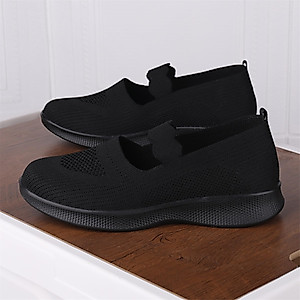 EnllerviiD Women Breathable Mary Jane Shoes Buckle Casual Walking Slip On Sneakers Blue 40