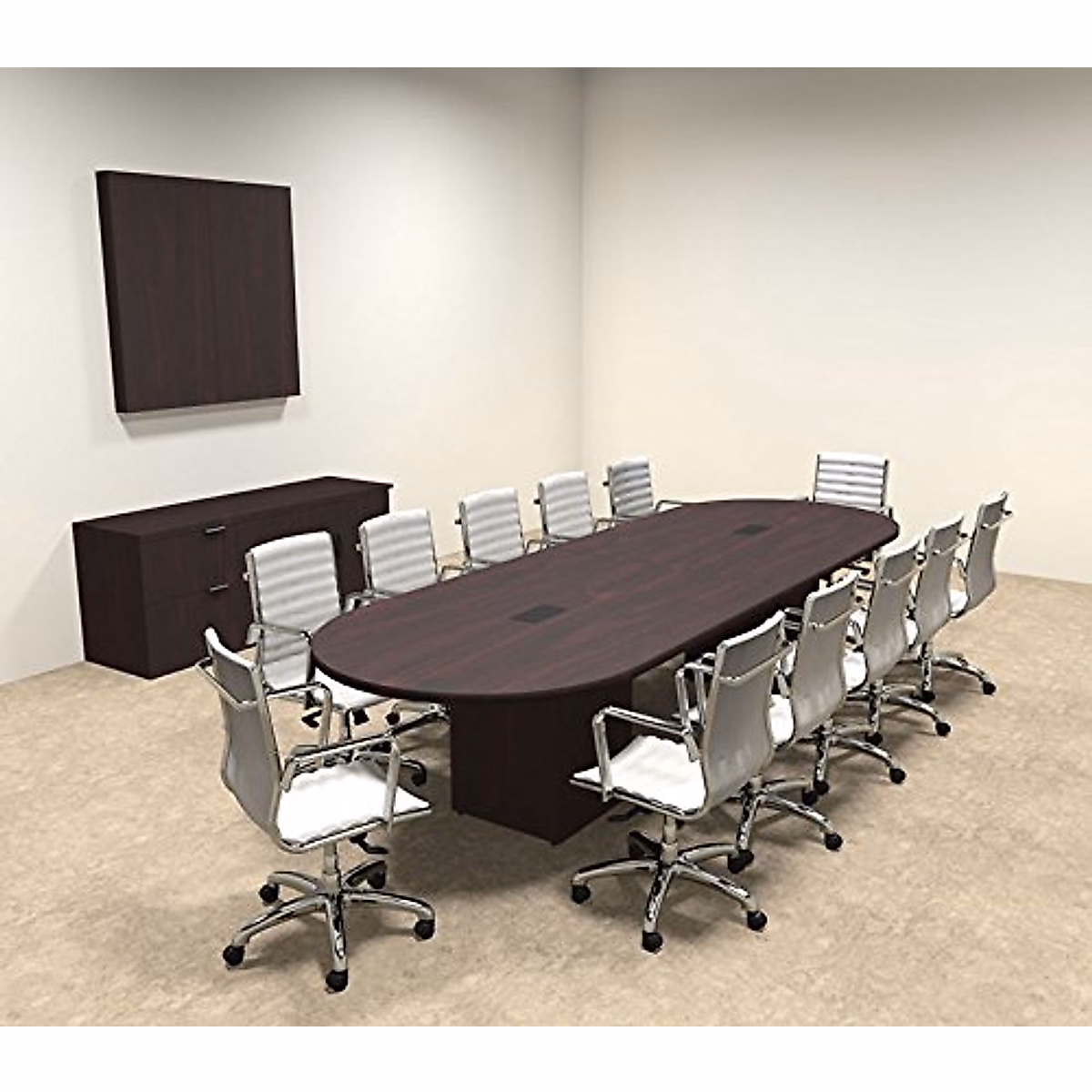 Modern Racetrack Cube Leg 12' Feet Conference Table, OF-CON-CQ14