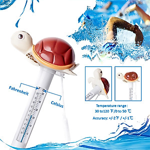 MKLZ Pool Thermometer Floating, Easy Read Pool Temperature Thermometer Large, Cute Water Temp Floater with String for Cold Plunge, Outdoor & Indoor Swimming Pools, Hot Tub, Ice Bath, Spas（Whale）