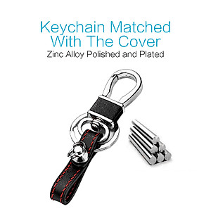 MECHCOS Compatible with Ford Edge Expedition Explorer Fusion Mustang F-150 F-250 F-350 F-450 Super Duty Lincoln MKC MKX MKZ Nautilus Key Fob Cover Case Leather Shell Key Chain Protector