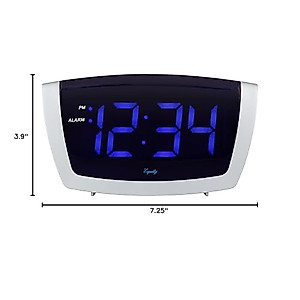 Equity by La Crosse LED Blue Digit Alarm Clock with USB Charging Port, Silver