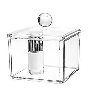 Smalibal 1 Set Cotton Ball Holder, Transparent Cotton Swab Holder with Lid, Plastic Qtip Holder, Qtip Dispenser, Cotton Swab Dispenser, Swab Pad Dispenser for Bathroom, Dressing Room A