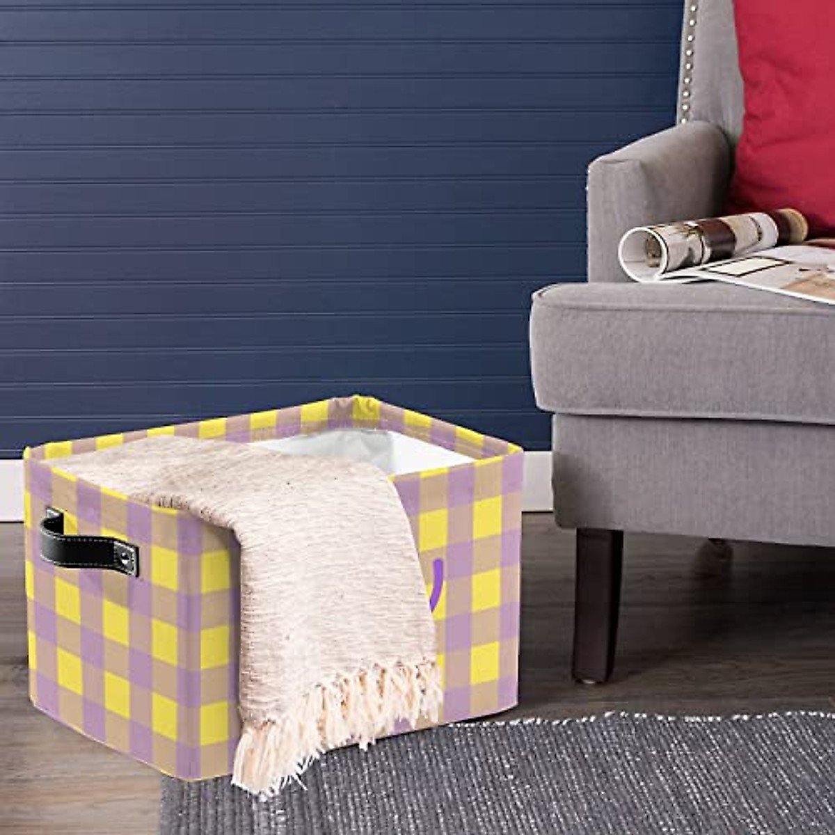 Foldable Personalized Basket Toy Box for Boys Girls Waterproof Custom Storage Baskets Bin with Name Closet Shelf Nursery Customized Boxes Cubes Organizer with Handles, 1 Pack