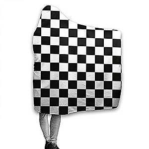 Black White Race Checkered Flag Hoodie Blanket Wearable Throw Blankets for Couch Blanket Hooded for Baby Kids Men Women