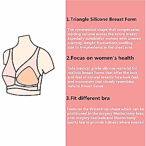 Witok Breast Prosthesis Mastectomy Silicone Breast Forms Triangle Shape for Breast Cancer Patients Only One Piece