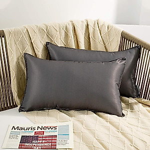 Western Home Outdoor Pillow Covers 12x20 Waterproof, Patio Throw Pillow Covers Cushions for Couch Garden Tent Park - Pack of 2 Pillow Covers,Dark Gray